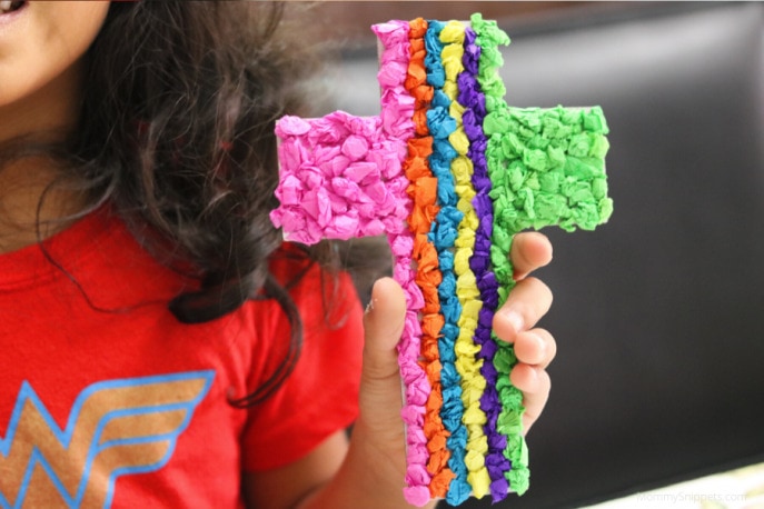 An Easy to Make Stained Glass Cross Craft Using Tissue Paper