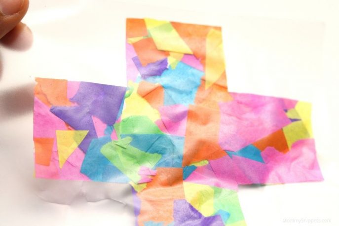 An Easy to Make Stained Glass Cross Craft Using Tissue Paper