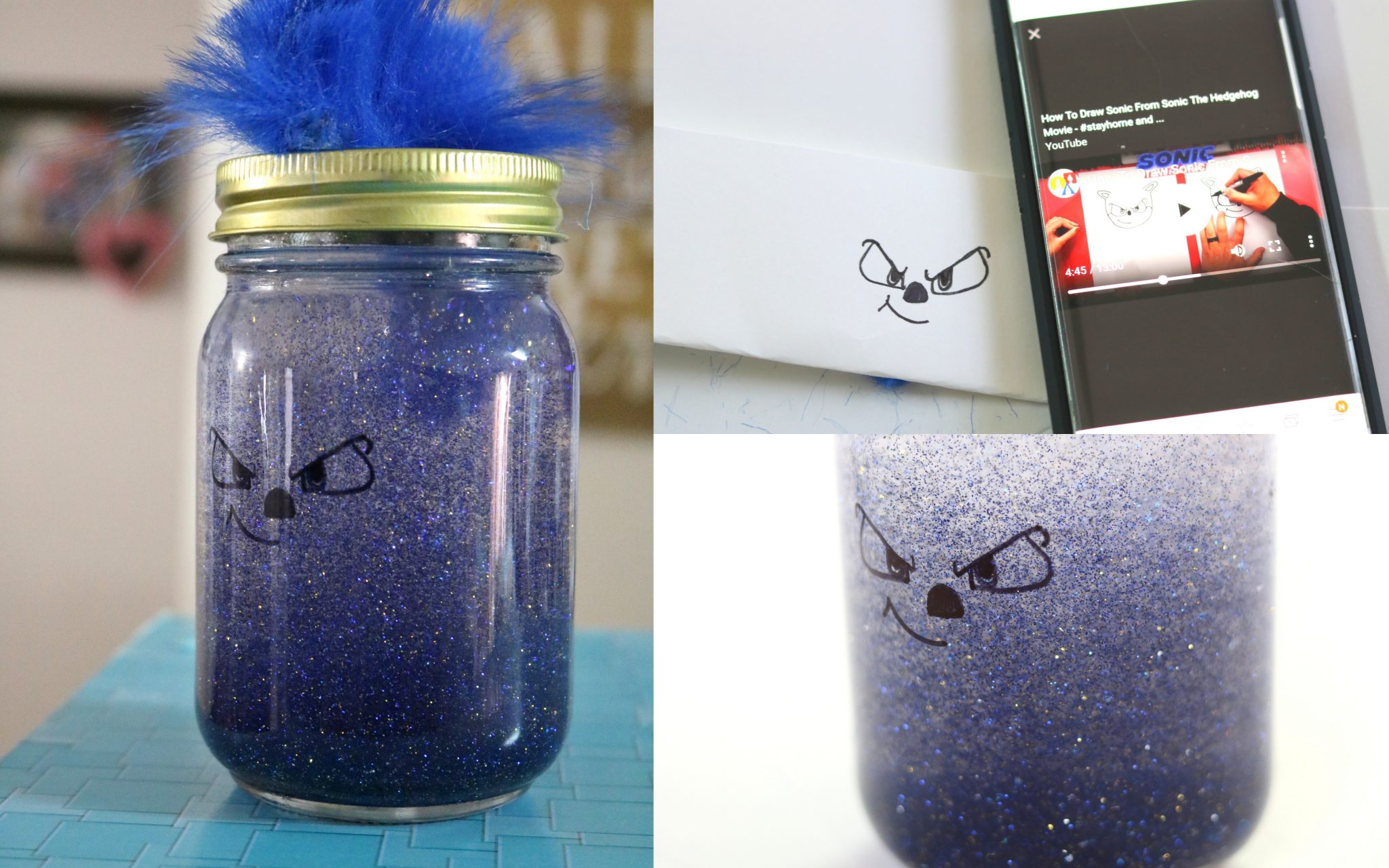 How to Make a Sonic the Hedgehog Craft: Sensory Calm Down Jar