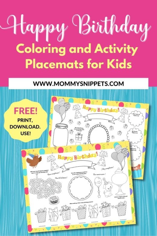 Free Printable Happy Birthday Placemats For Kids, With Coloring