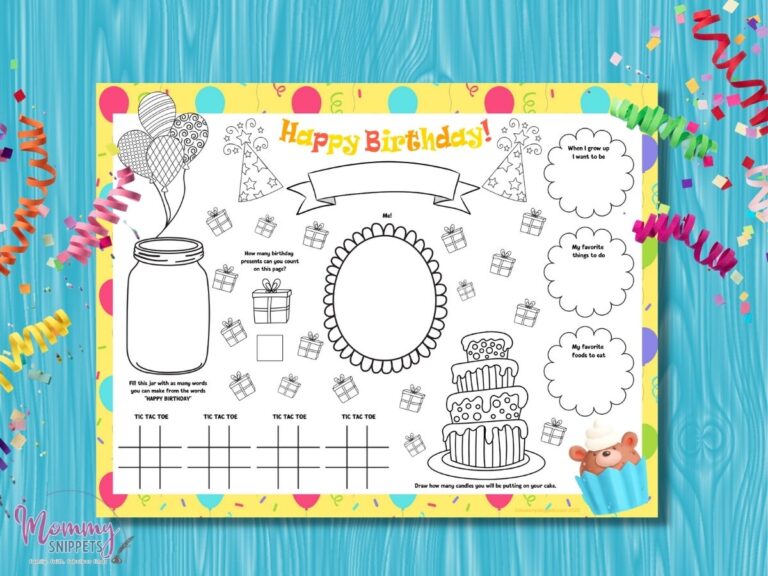 Free Printable Happy Birthday Placemats For Kids, With Coloring