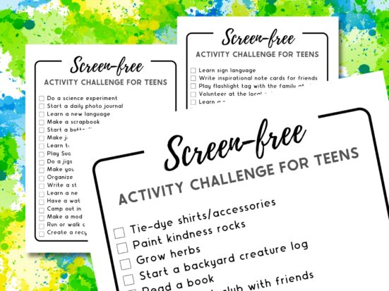 24 Screen Free Activities for Kids- Free Printable