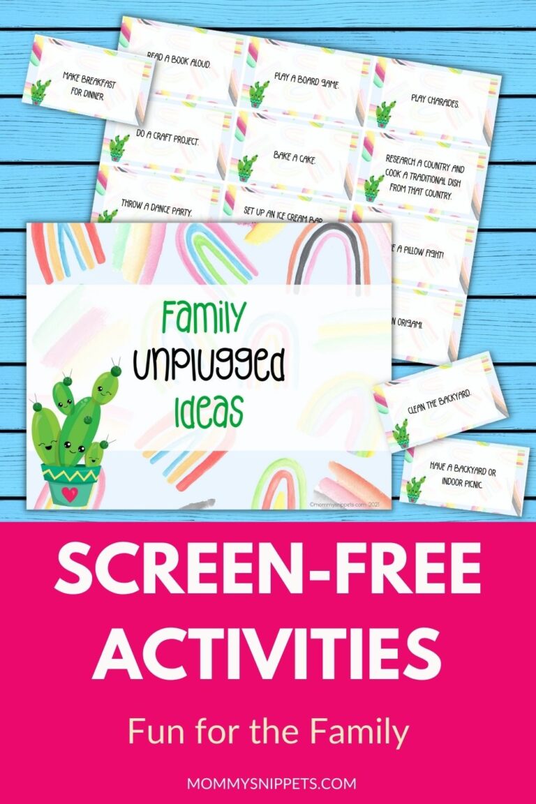 24 Screen Free Activities for Kids- Free Printable