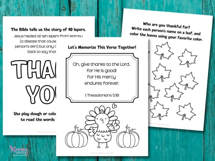 Free Thanksgiving Coloring Pages with Bible Verses for Kids