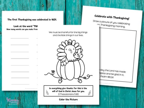 Free Thanksgiving Coloring Pages with Bible Verses for Kids