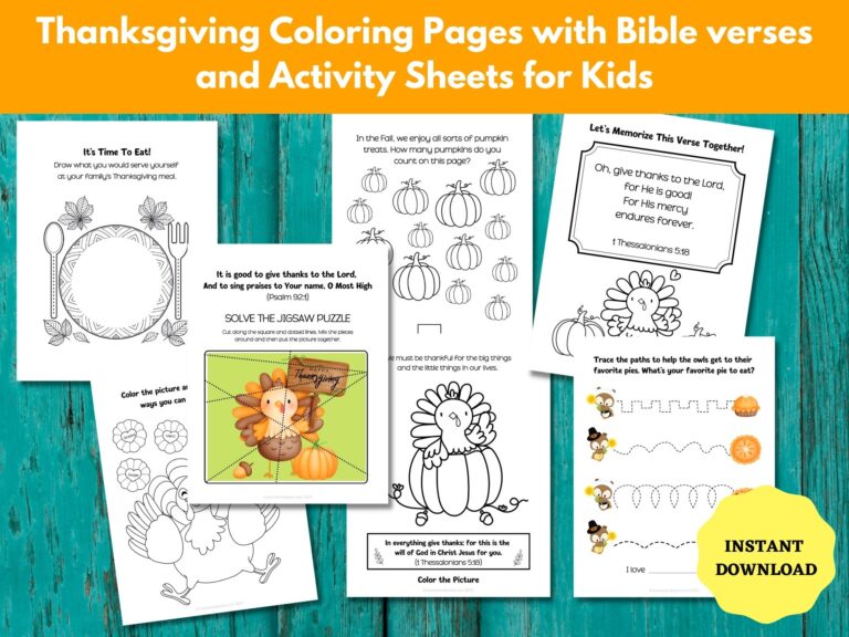 Free Thanksgiving Coloring Pages with Bible Verses for Kids