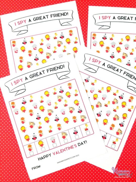 Fun I Spy Valentine Worksheet and Valentine I Spy Card for Kids