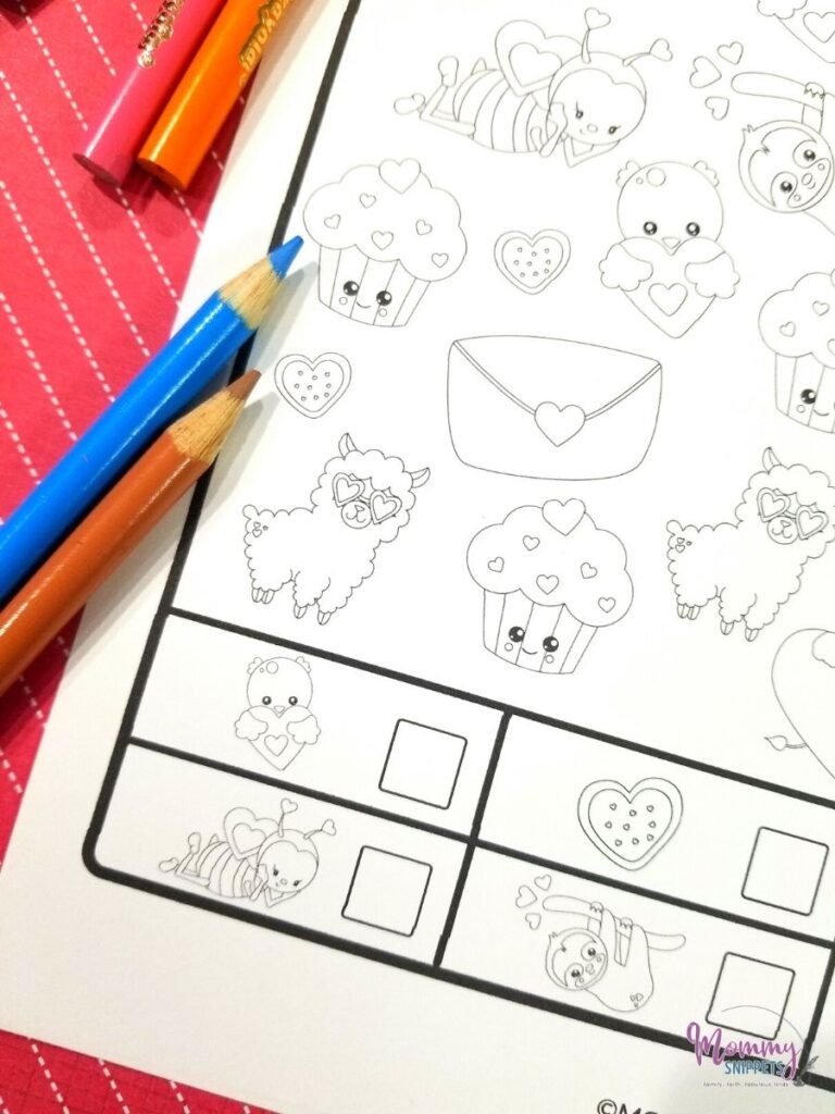 Fun I Spy Valentine Worksheet and Valentine I Spy Card for Kids