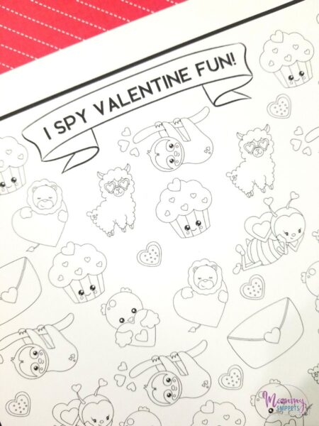 Fun I Spy Valentine Worksheet and Valentine I Spy Card for Kids
