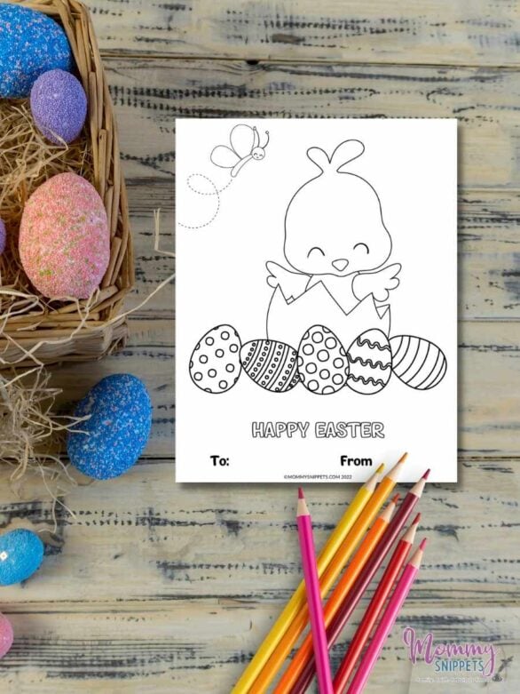 Happy Easter Coloring Cards - Printable Easter Card Greetings for Kids