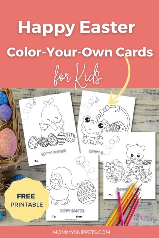 Happy Easter Coloring Cards - Printable Easter Card Greetings for Kids