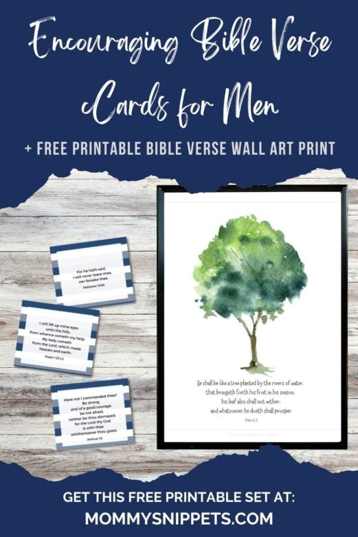 Encouraging Bible Verses for Men - Cards + Psalm 1 Bible Verse Wall Art