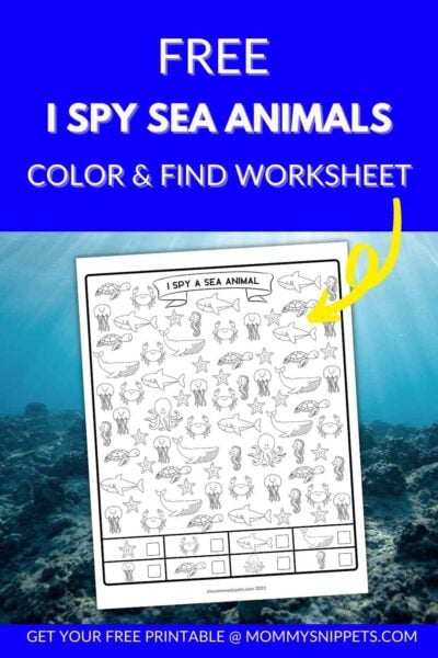 Free I Spy Sea Animals Printable: The Color and Find I Spy Sheets Series