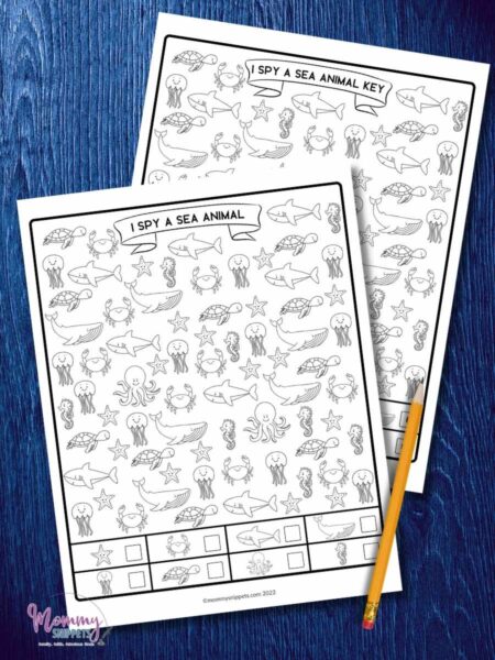 Free I Spy Sea Animals Printable: The Color and Find I Spy Sheets Series