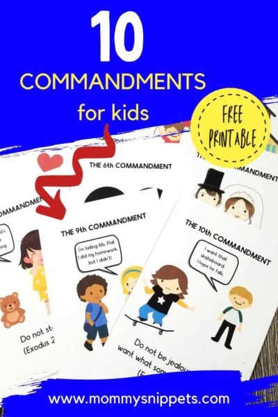 Ten Commandments for Kids- Simple 10 Commandments Printable