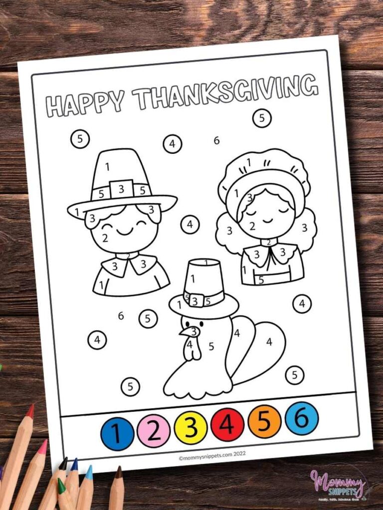 Thanksgiving Color by Number - Preschool Thanksgiving Printables