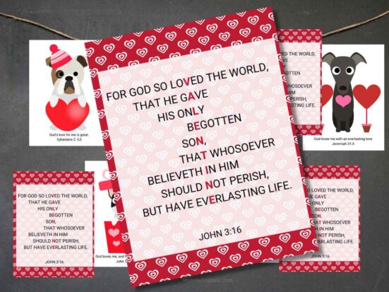 John 3:16 Valentines- Printable Christian Valentine Cards for Kids
