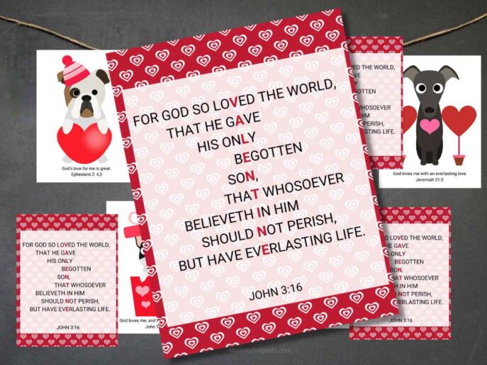 John 3:16 Valentines- Printable Christian Valentine Cards for Kids