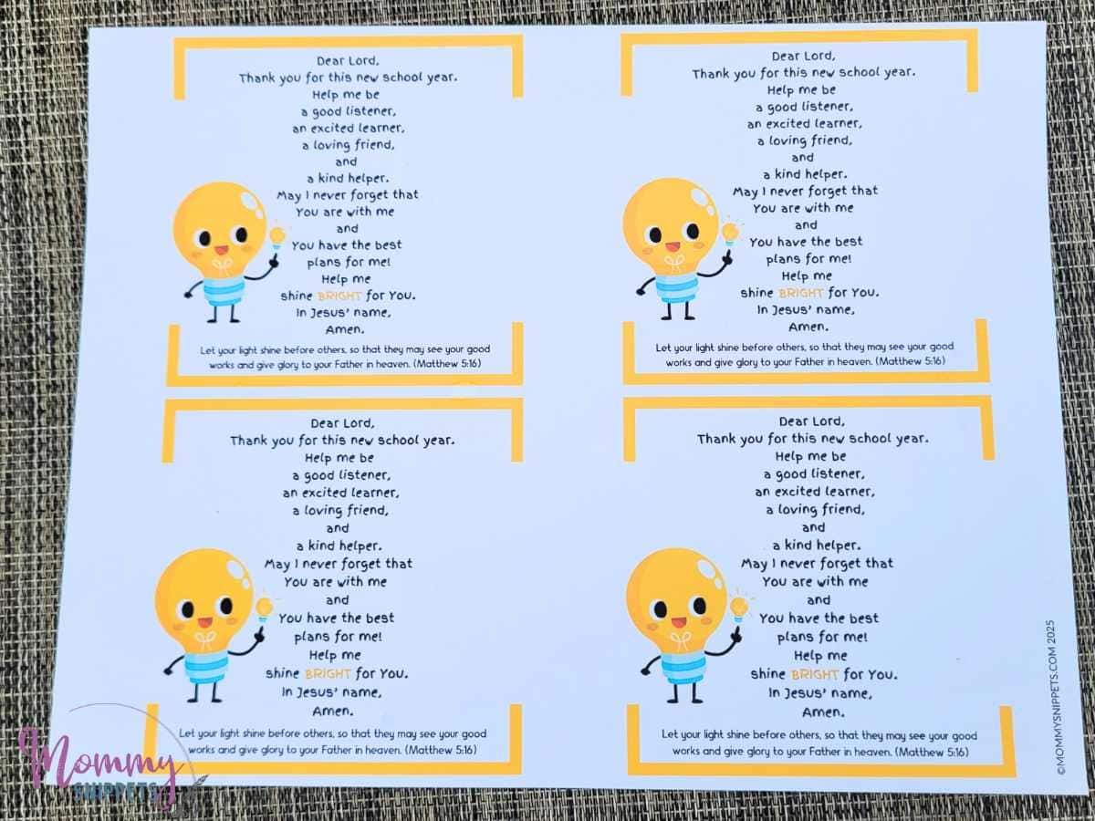 A Free Printable Back to School Prayer for Children - Mommy Snippets