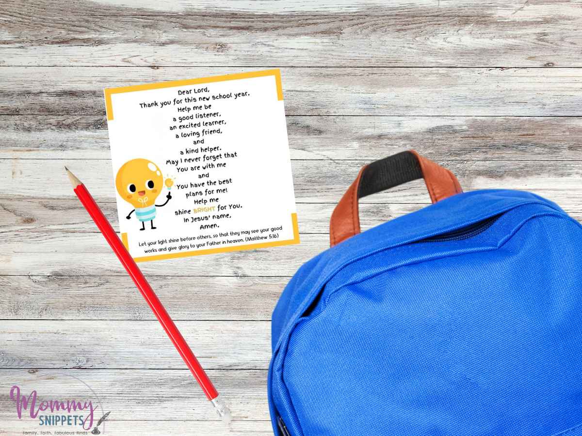 A Free Printable Back to School Prayer for Children - Mommy Snippets