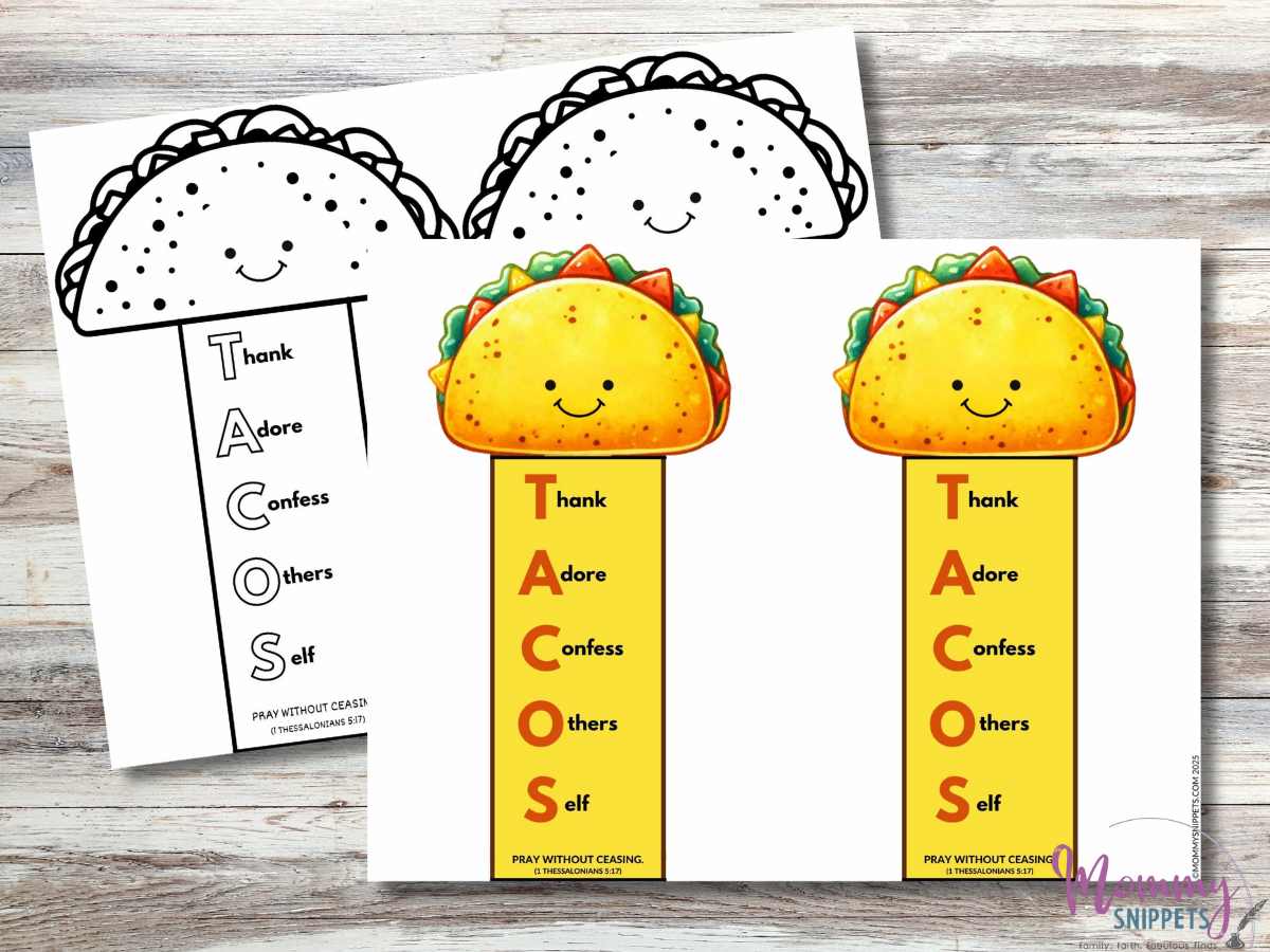 Teach Kids To Pray Using TACOS! (+A TACOS Prayer Bookmarks)